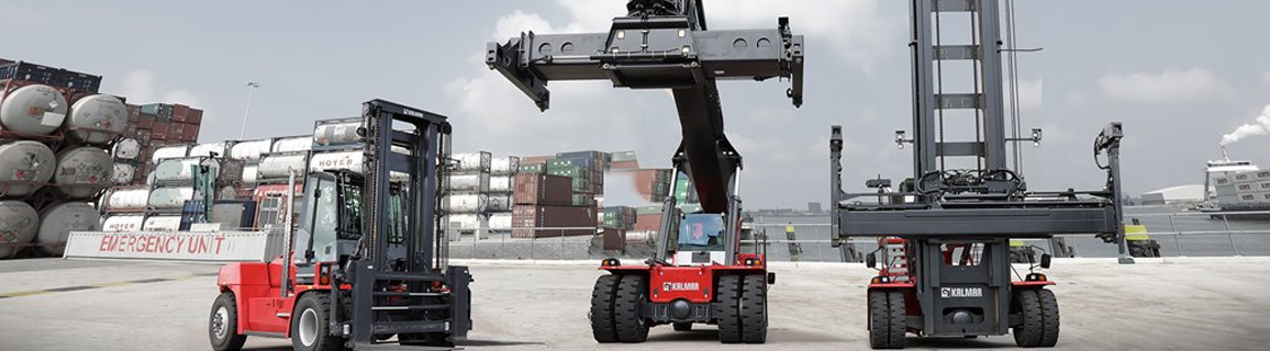Vehicles and Forklift Trucks - handling containers at ports by Kalmar