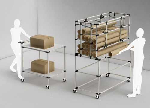 AGV, pipe racking system and trolley by CREFORM