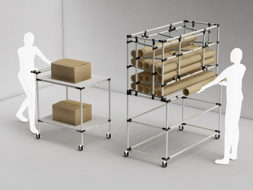 AGV, pipe racking system and trolley by CREFORM